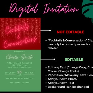 Glam Cocktails and Conversations Ladies Night Out Invitation Digital ...