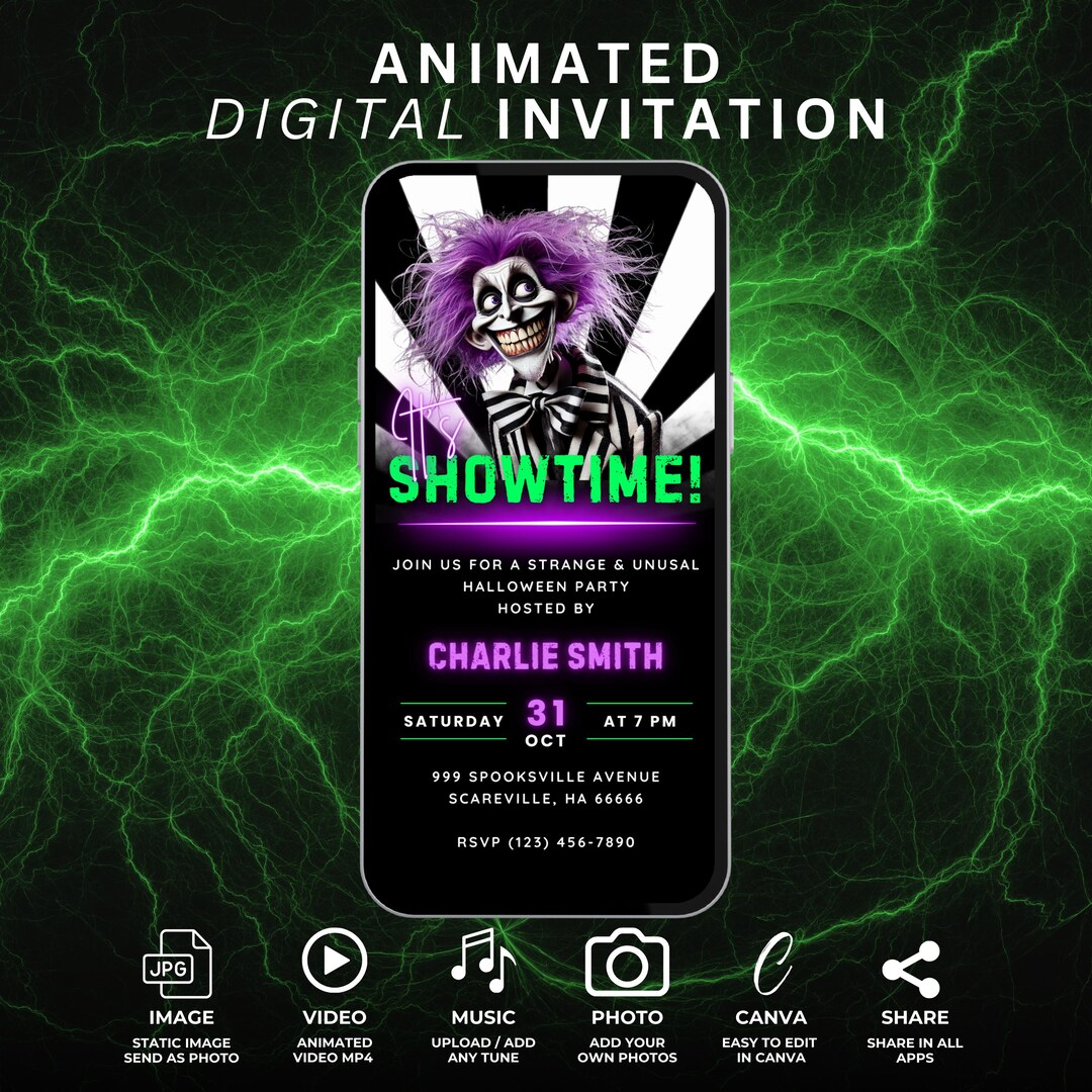 Digital Halloween Party Invitation Canva Template, Animated Its ...