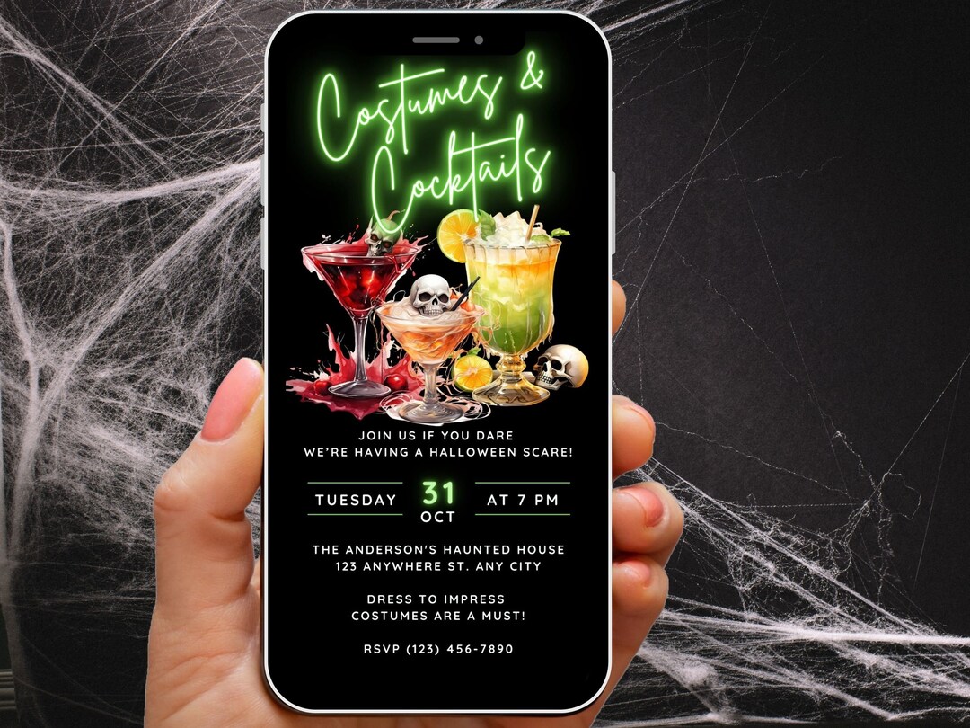 Halloween Costume Party Invite Costumes and Cocktails Invitation ...