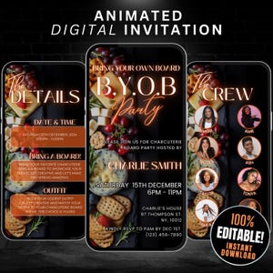 Bring Your Own Board Party Invitation Itinerary Template, Editable ...