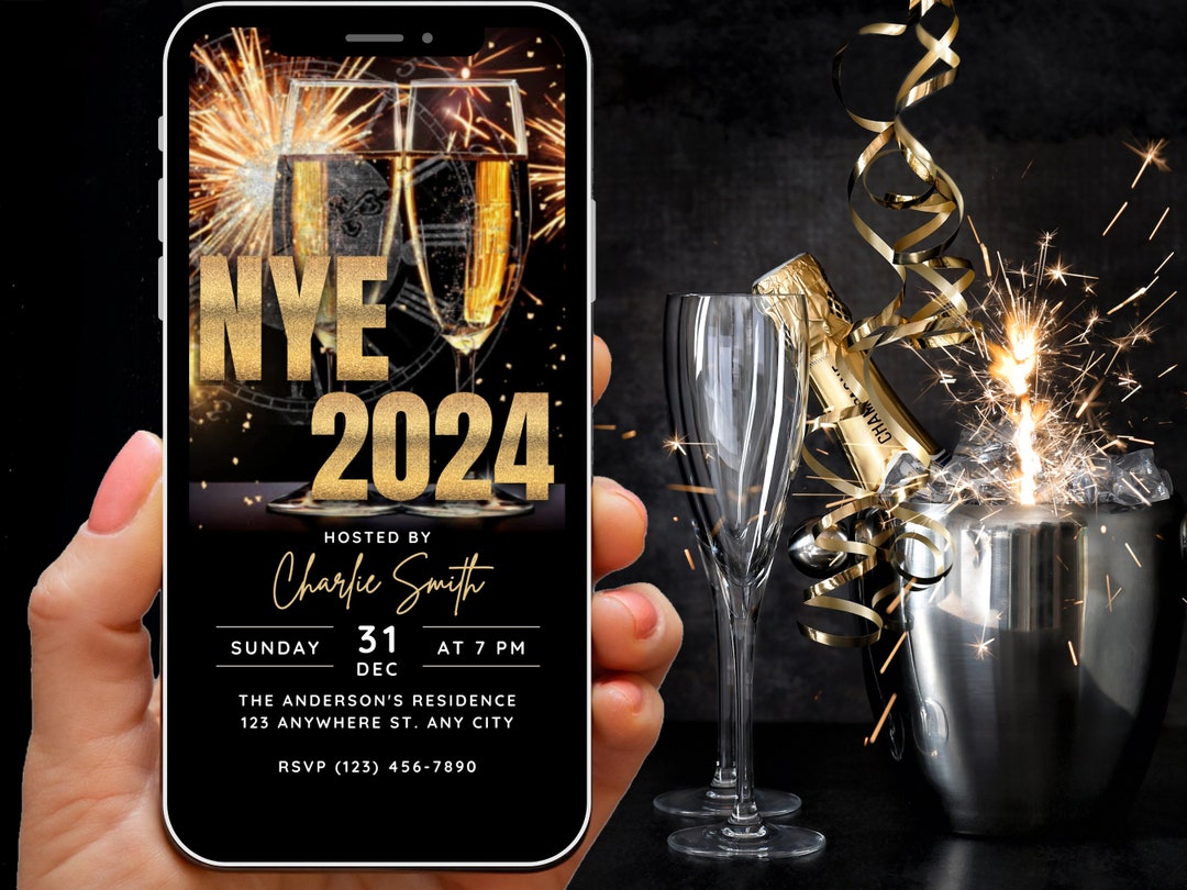 Animated NYE Party Invitation Template, Digital New Years Eve Party ...