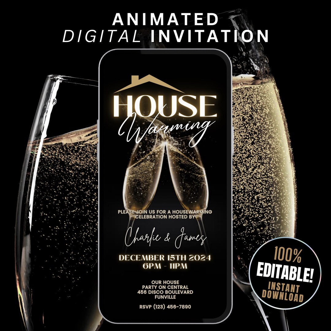 Digital Housewarming Invitation Flyer, Animated House Warming ...