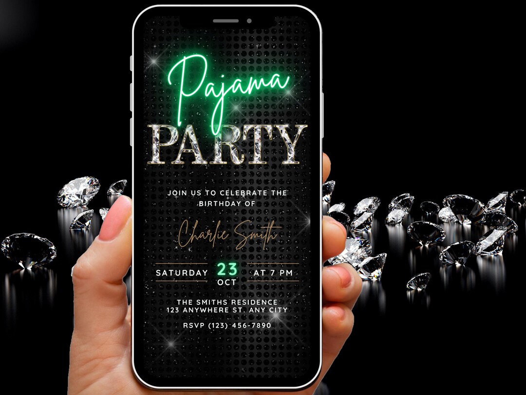Pajama Party Invitation, Digital Sleepover Slumber Party Birthday ...