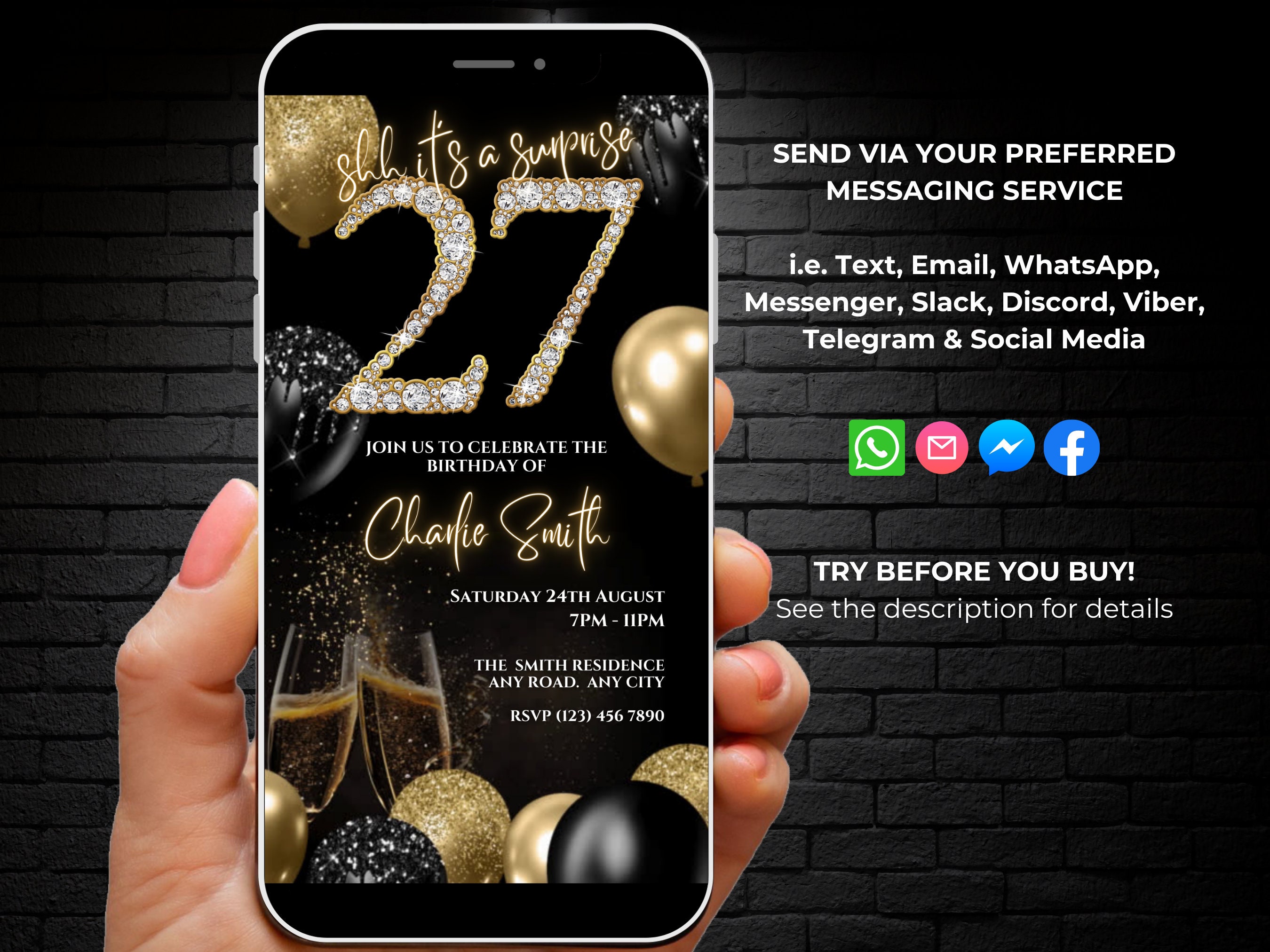 Animated 27th Birthday Invitation for Women 27th Surprise - Etsy