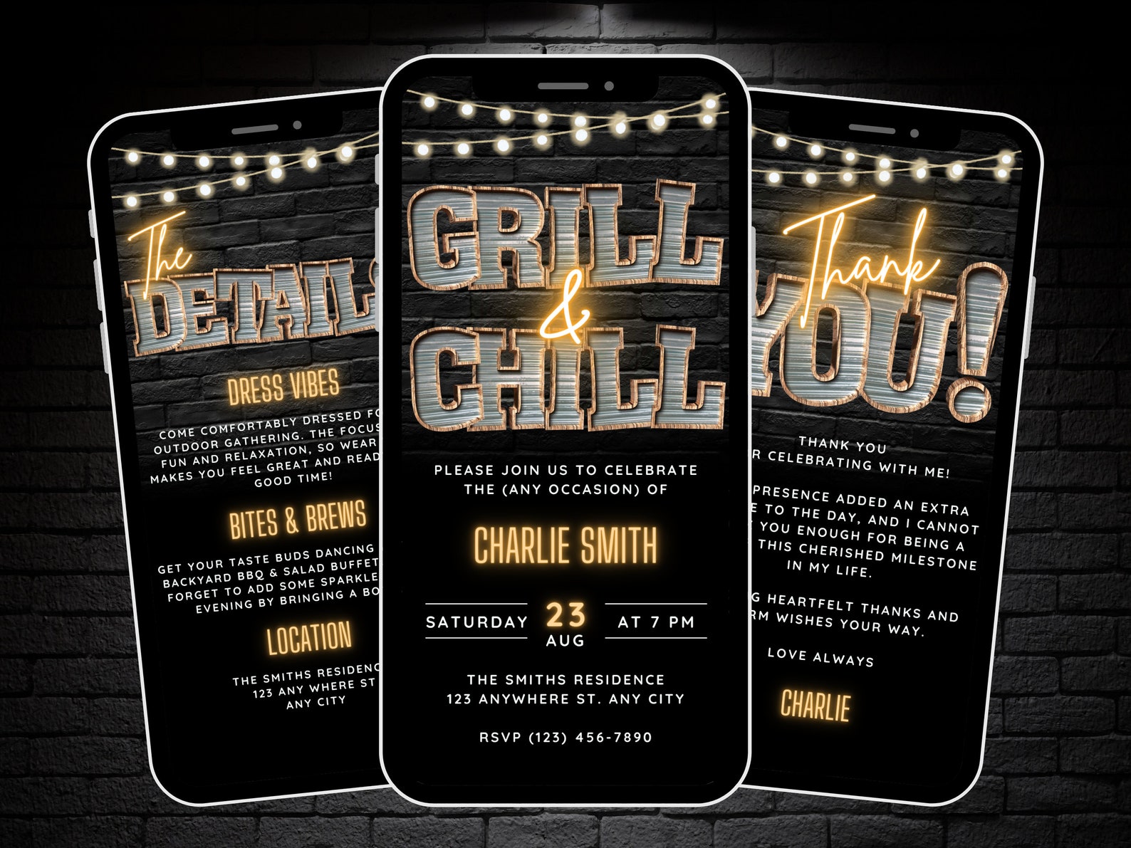 Digital Grill & Chill Invite Backyard BBQ Party Invitation Template ...