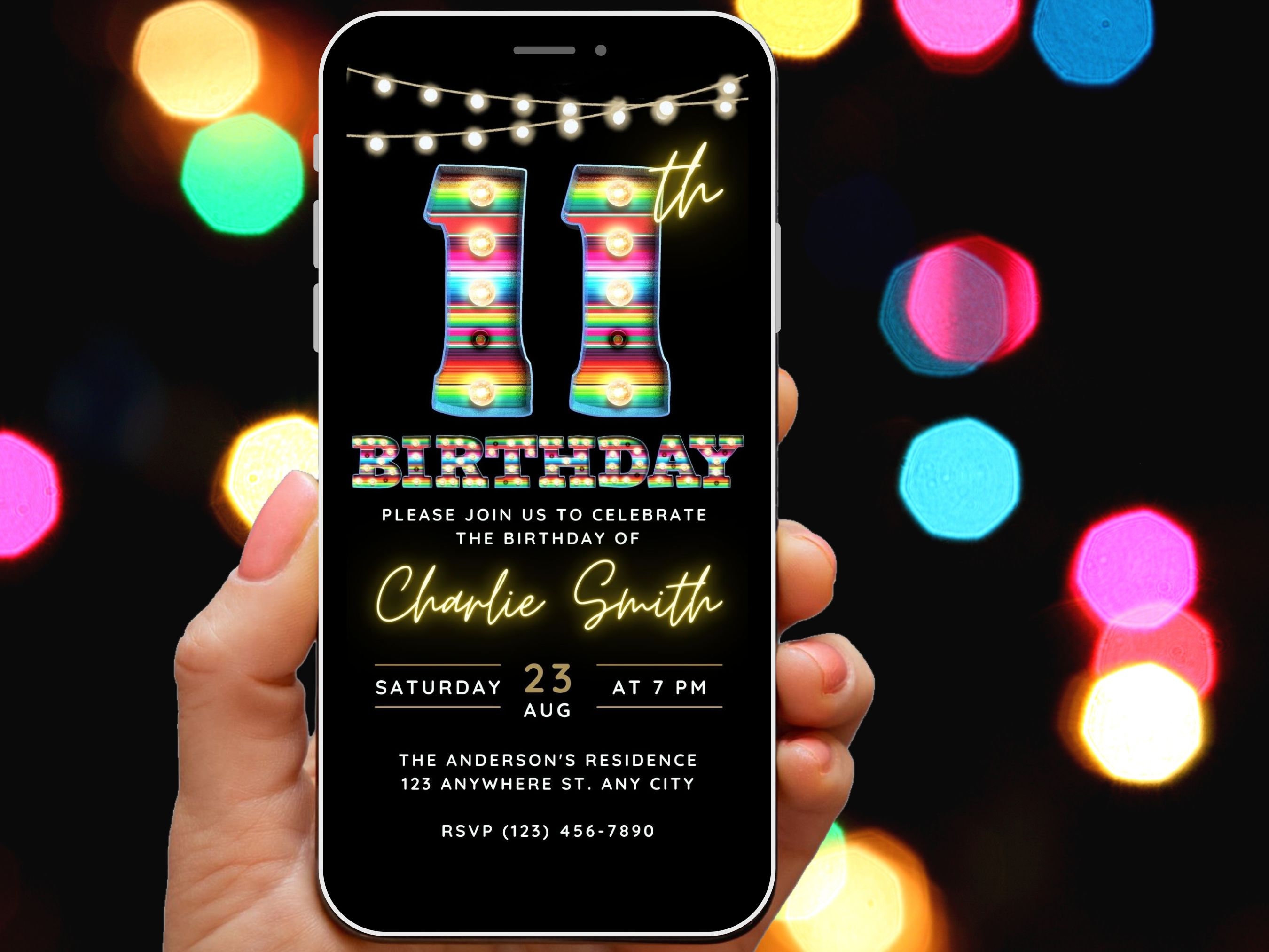 Editable 11th Birthday Invitation Template Digital Invite for - Etsy