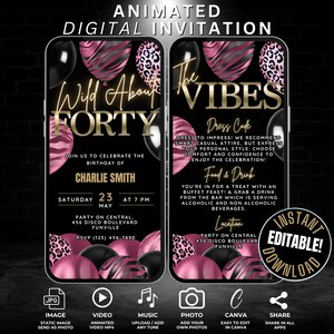 Digital Wild About Forty Birthday Invitation Template, Editable Gold ...