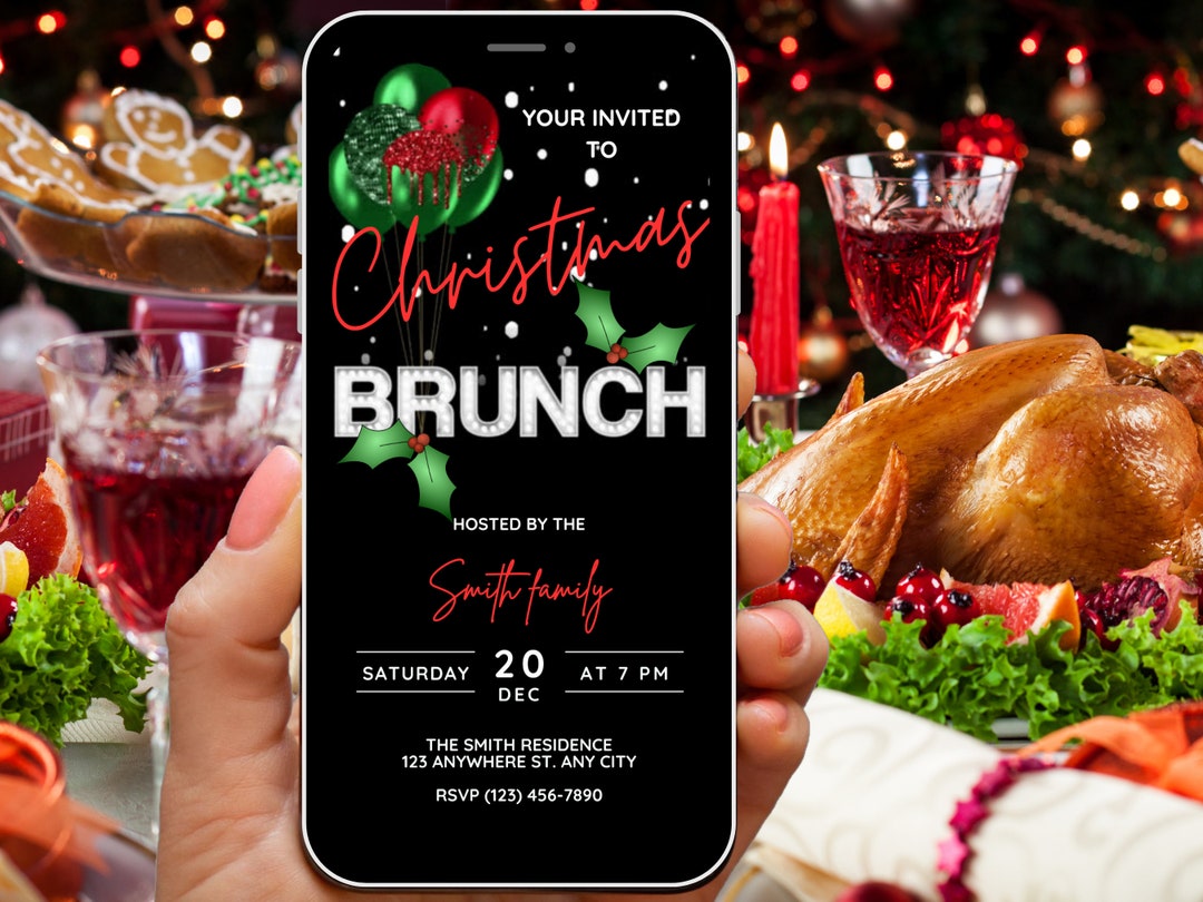 Animated Christmas Brunch Invitation, Xmas Brunch Invite, Editable ...