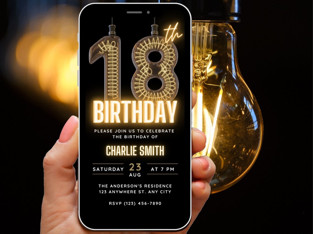 18th Birthday Invitation for Men Him, 18th Birthday Invite Boy, 18 ...