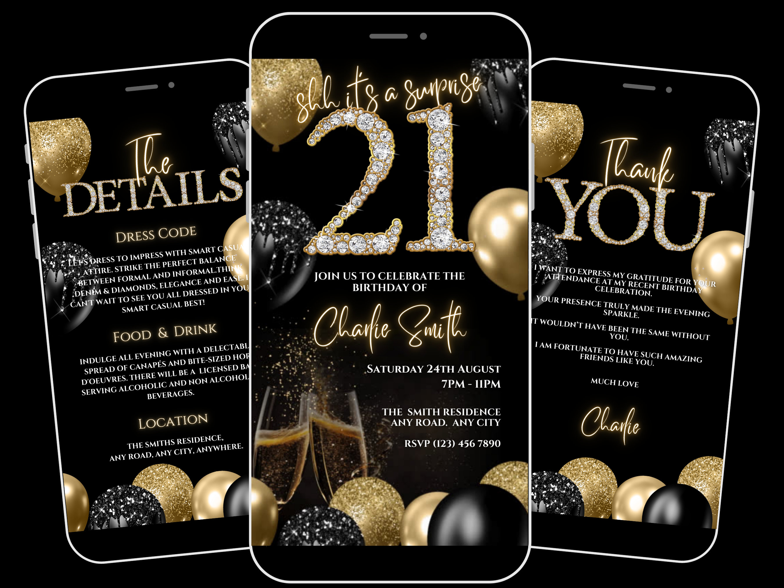 Animated Surprise 21st Birthday Invitation Template 21st - Etsy