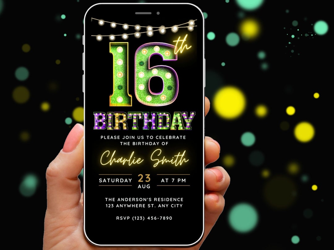 Editable 16th Birthday Invitation Template Digital Invite for Girls ...