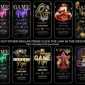 Digital Game Night Invitation for Adults, Birthday Game Night Party Invite, Casino Invite ...