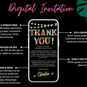 Digital Thank You Card, Editable Thank You Ecard Template, Fun Birthday ...