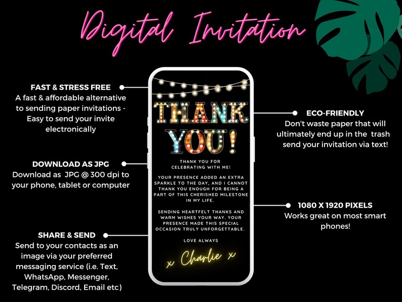 Digital Thank You Card Editable Thank You Ecard Template Fun - Etsy