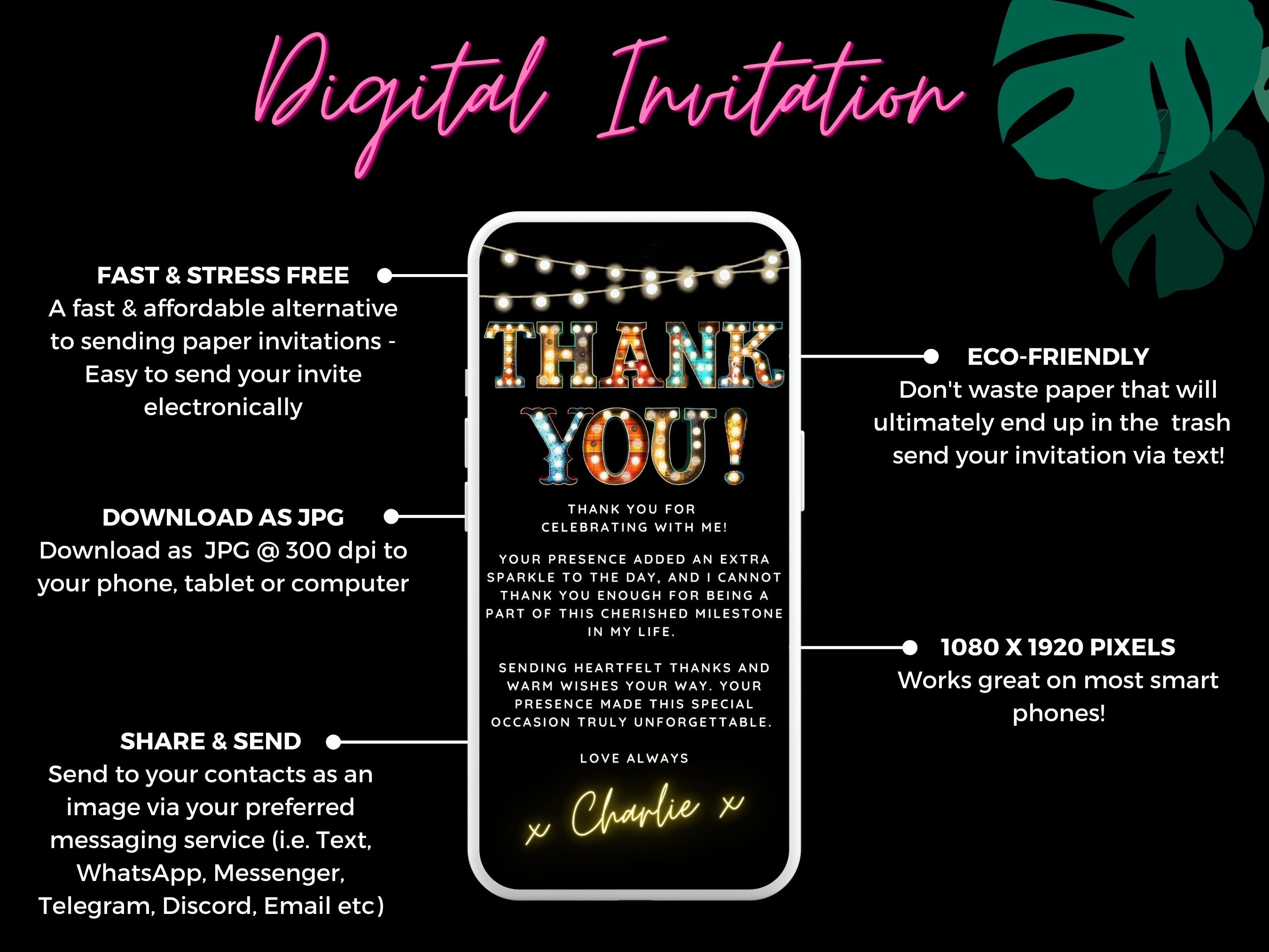 Digital Thank You Card Editable Thank You Ecard Template Fun - Etsy