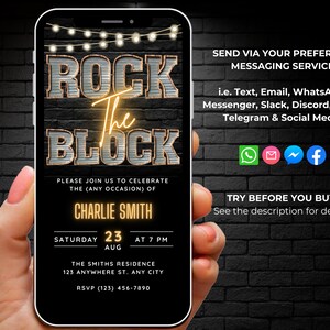 Digital Rock the Block Party Invitation, Grill & Chill BBQ ...