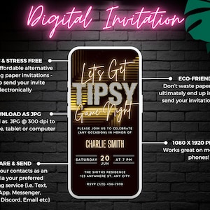 Animated Lets Get Tipsy Game Night Invitation for Adults, Editable ...