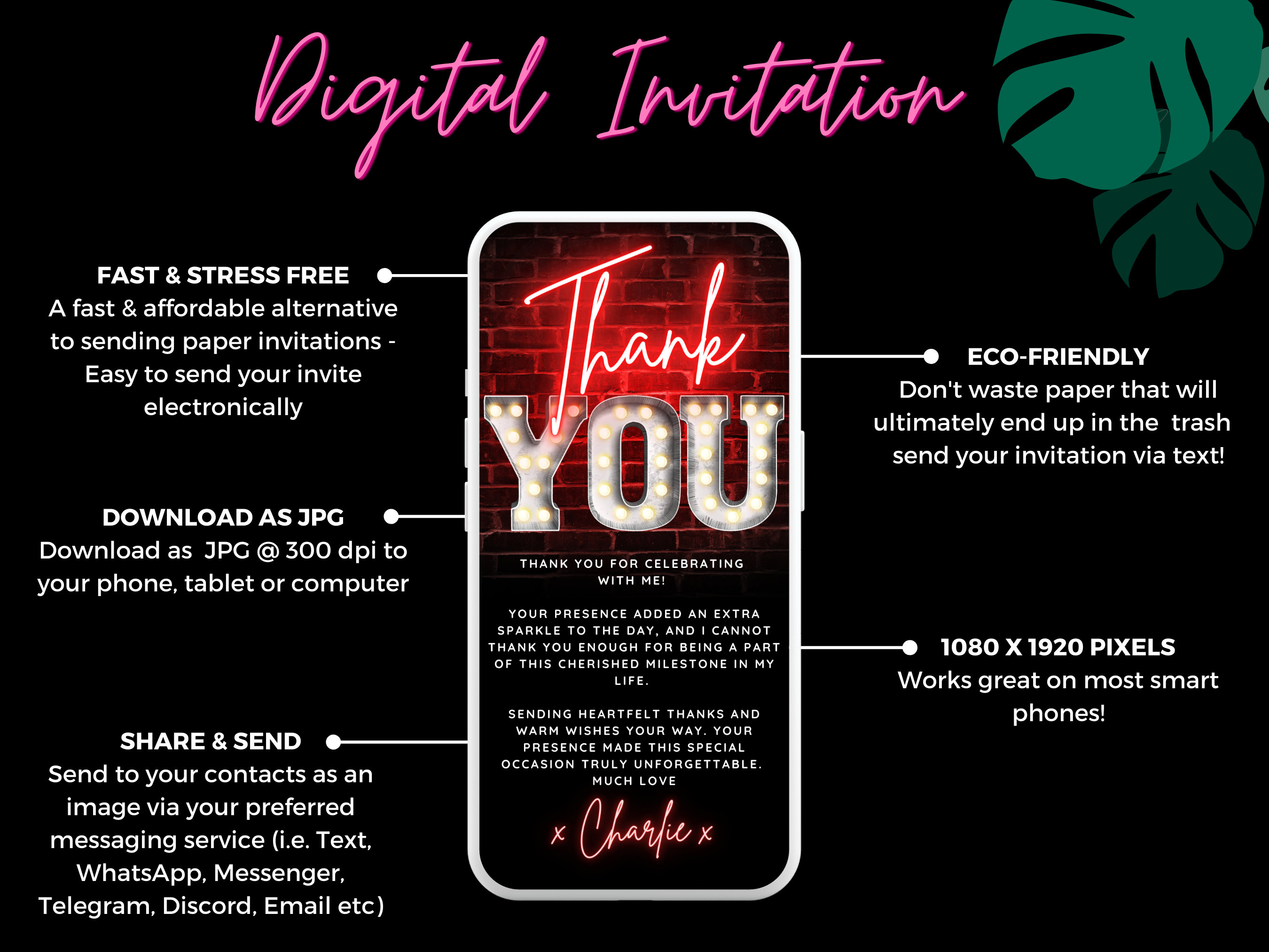 Digital Thank You Card Editable Thank You Ecard Template - Etsy