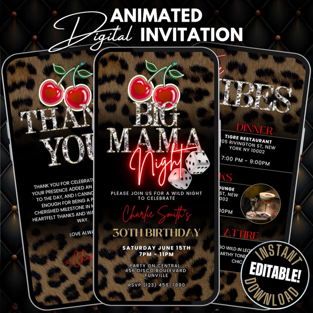 Big Mama Cheetah Print & Cherry Girls Night Birthday Dinner and Drinks ...