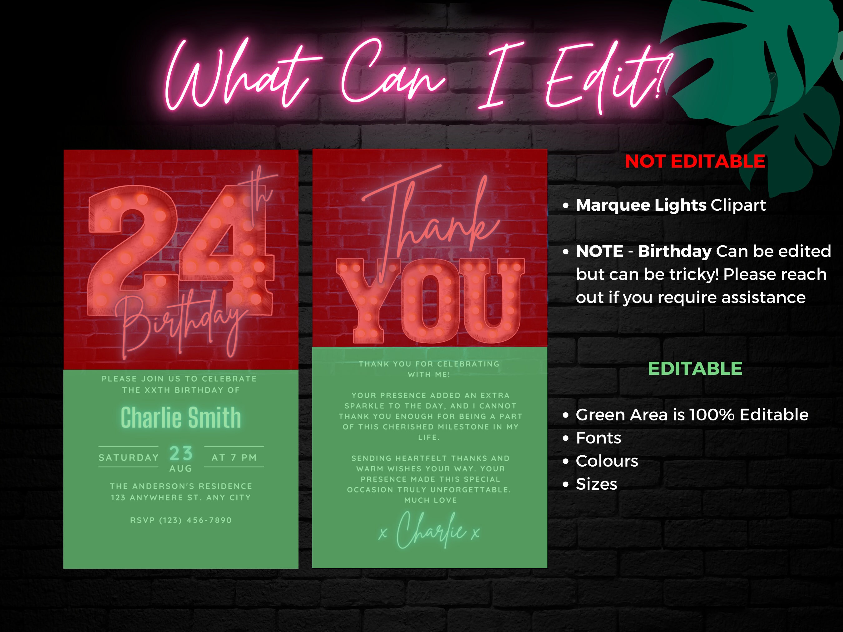 Editable 24th Birthday Invitation Template Download for Men - Etsy