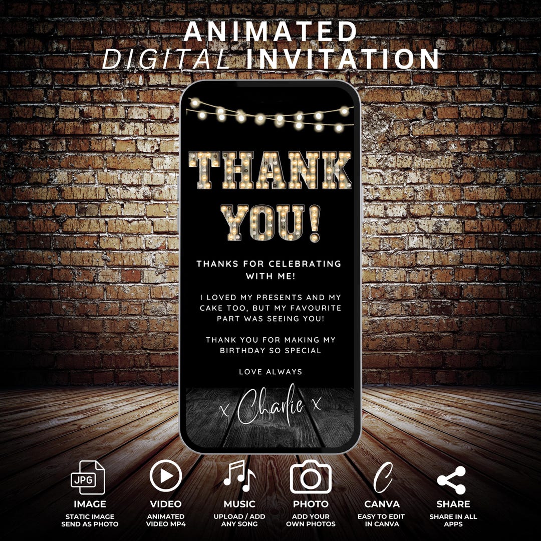 Digital Thank You Card, Editable Thank You Ecard Template, Fun Birthday ...