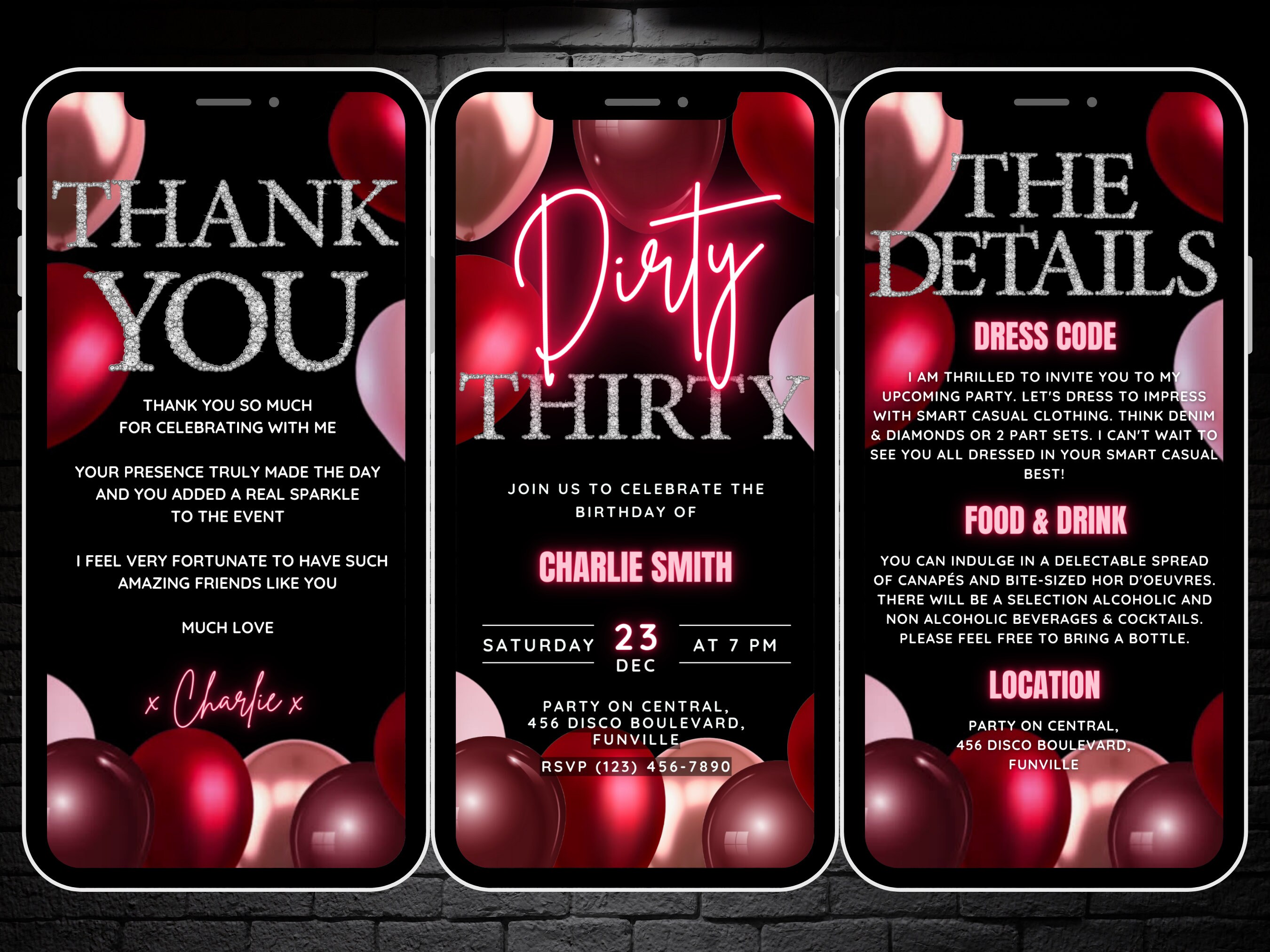 Dirty Thirty Womens 30th Birthday Digital Invitation Template, Editable ...