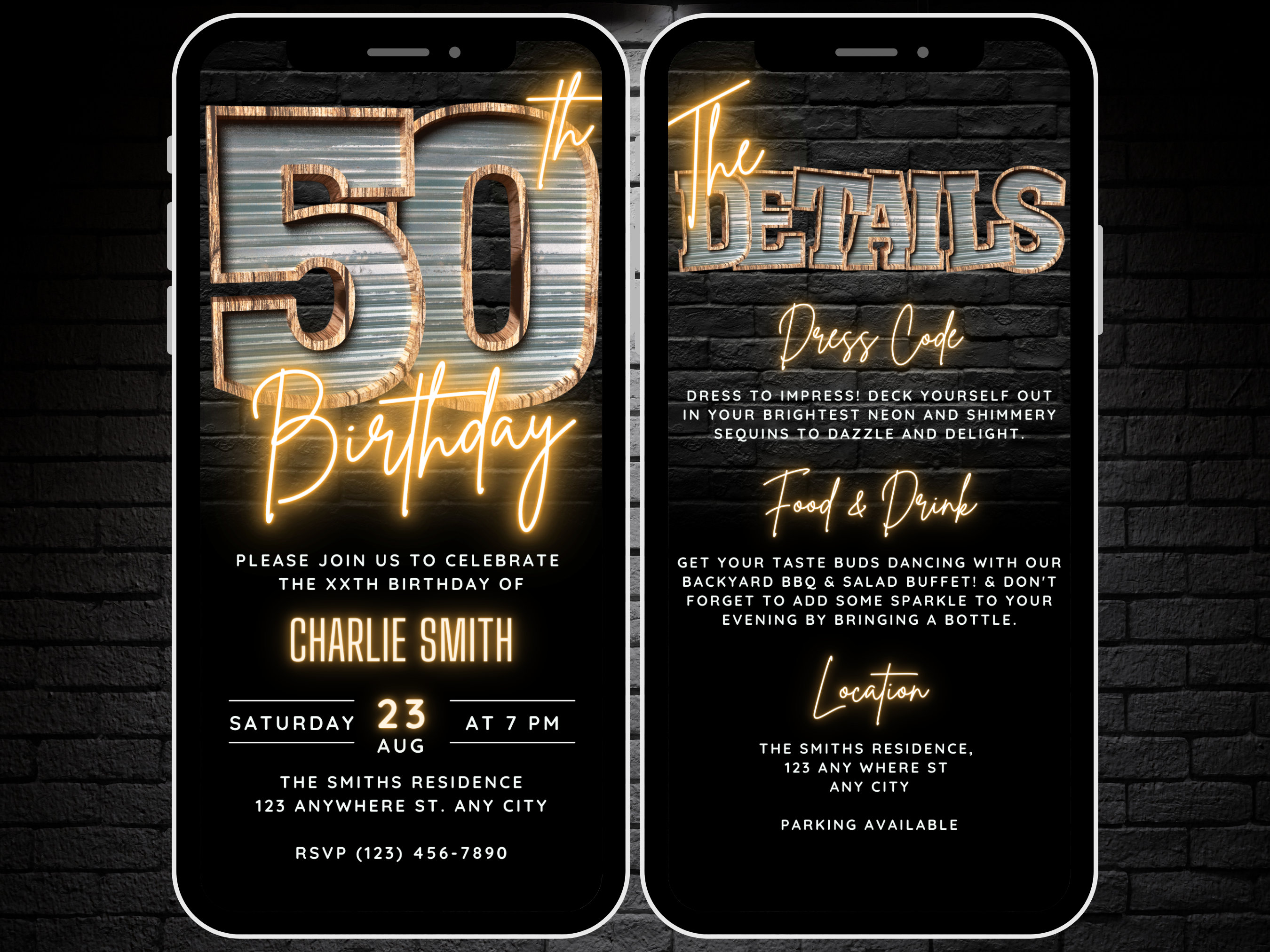 Digital 50th Birthday Invitation for Men 50 Digital Invite - Etsy