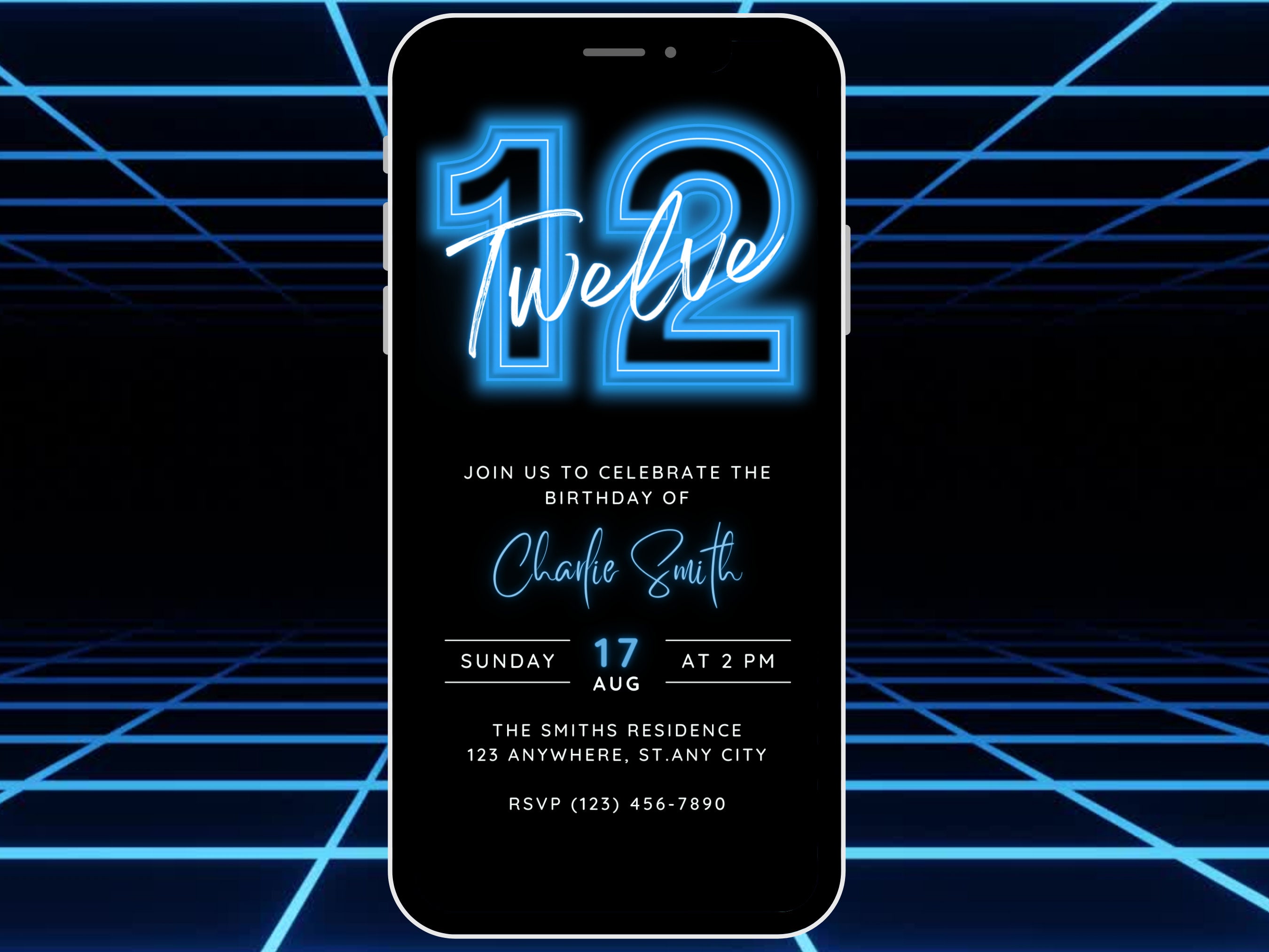 Animated 12th Birthday Invitation Template for Boys Editable - Etsy