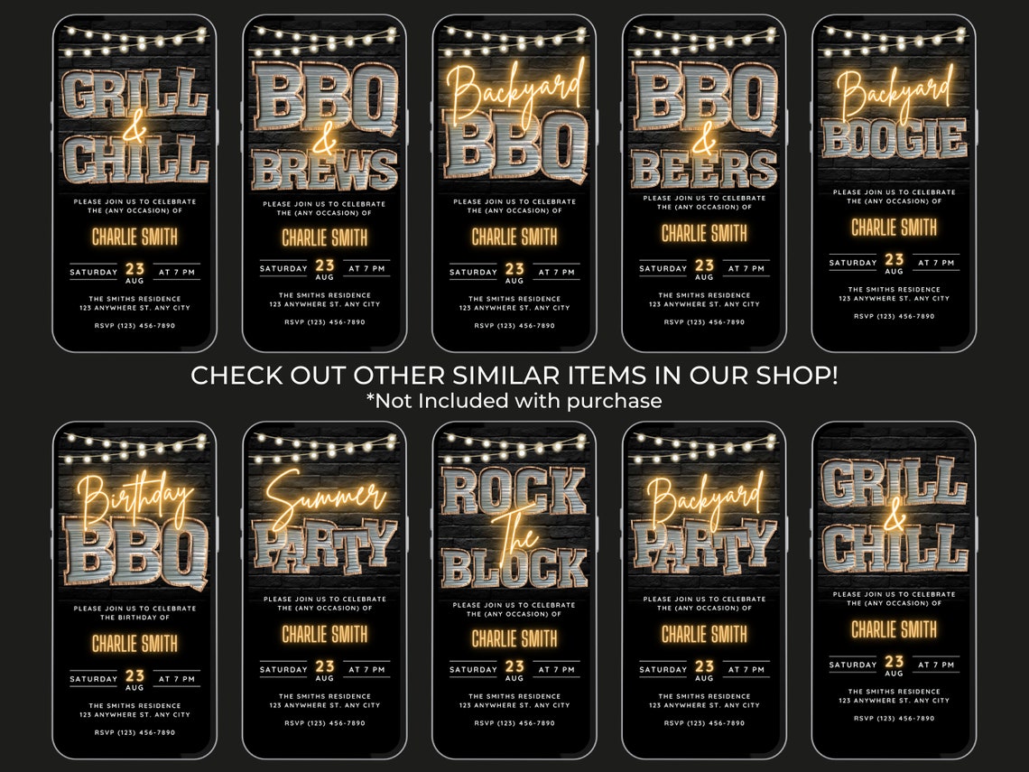 Digital Rock the Block Party Invitation, Grill & Chill BBQ ...