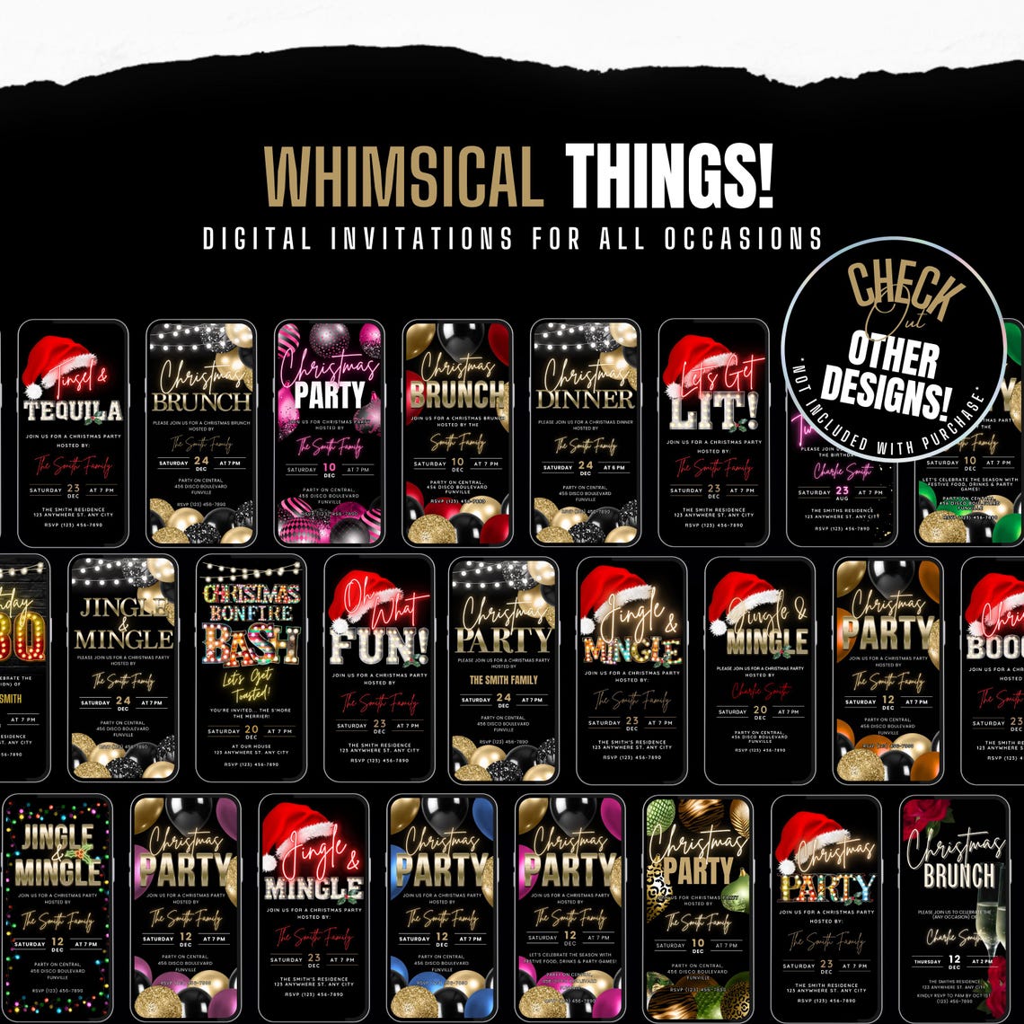 Animated Christmas Party Invite Digital Editable Holiday Celebration