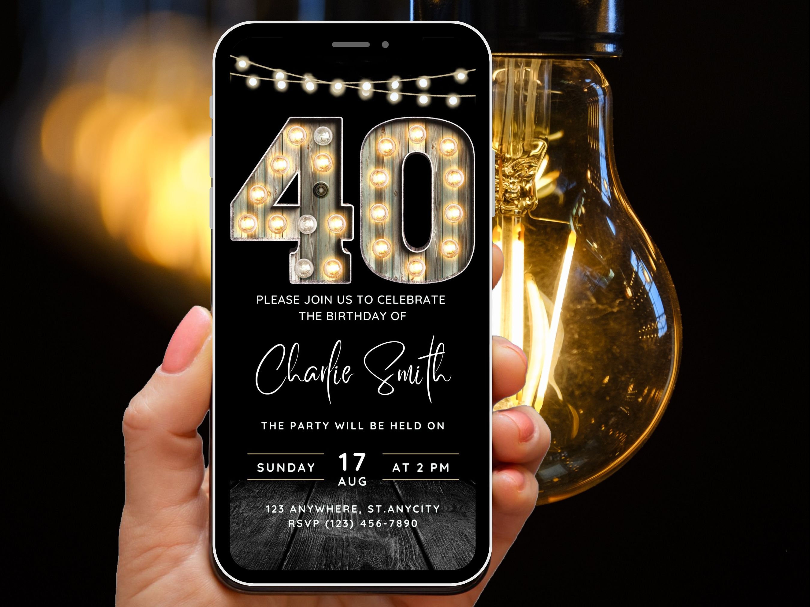 40th Birthday Party Invitation for Men Forty Invite for - Etsy