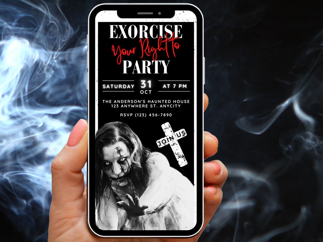 Exorcise Your Right to Party Invite Halloween Invitation Digital ...