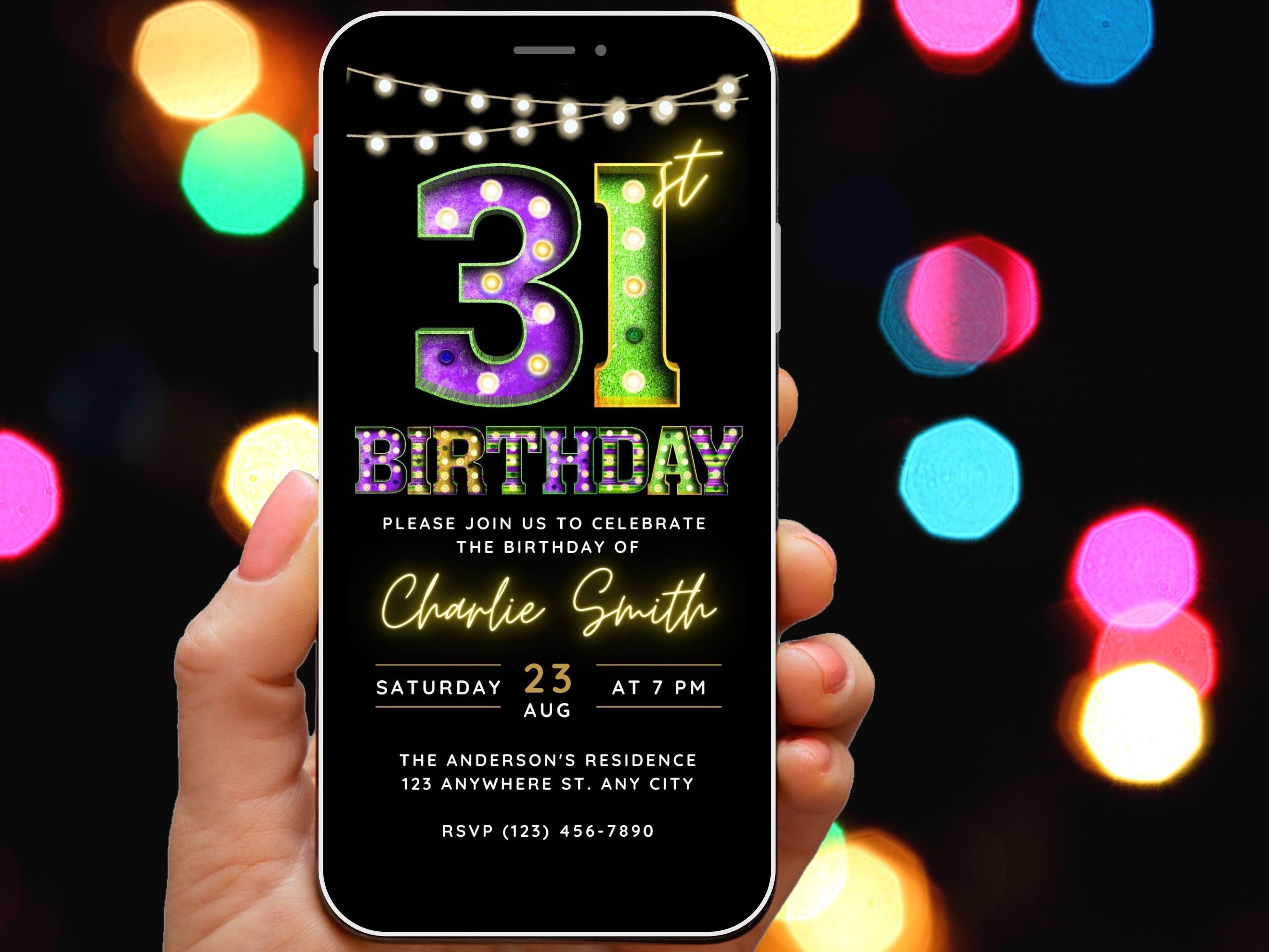 Editable 31st Birthday Invitation Template Digital Invite for Her, 31st ...