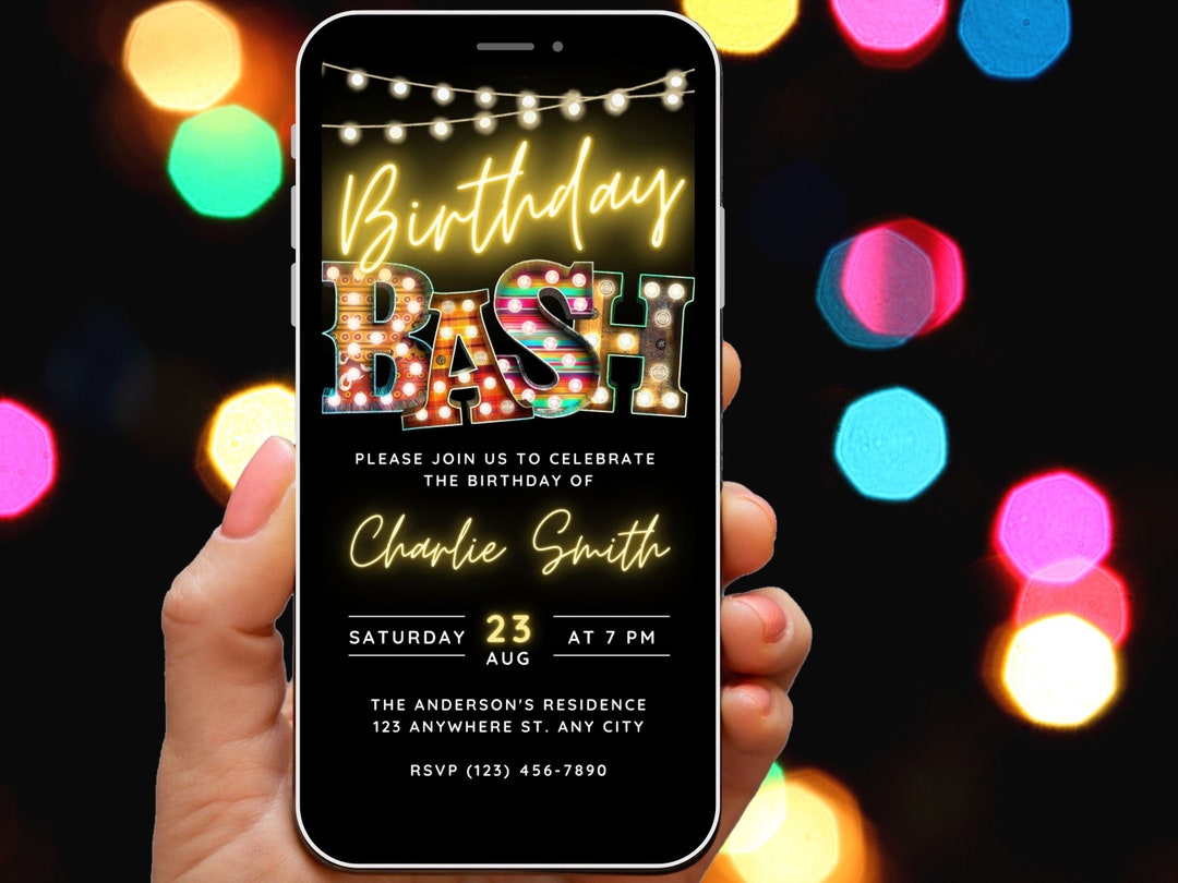 Birthday Bash Invite Template Digital Invitation for Her 10 20 30 40 50 ...