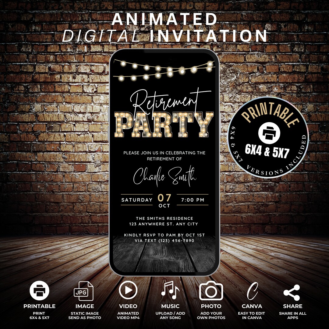 Retirement Party Invitation for Women or Men, Retirement Dinner Invite ...