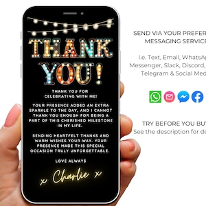 Digital Thank You Card, Editable Thank You Ecard Template, Fun Birthday ...