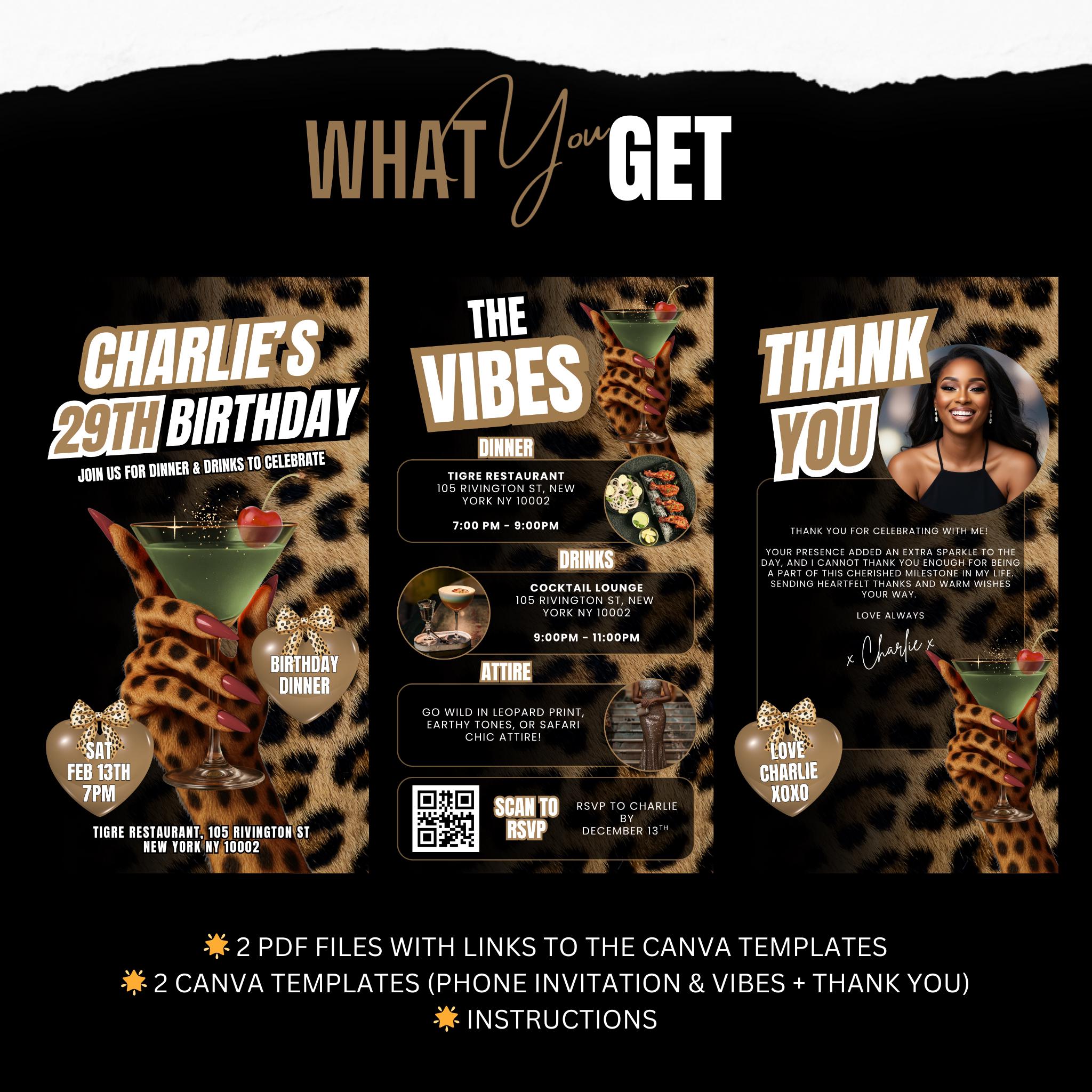 Editable Cheetah 29th Birthday Flyer Invitation Template Leopard Print ...