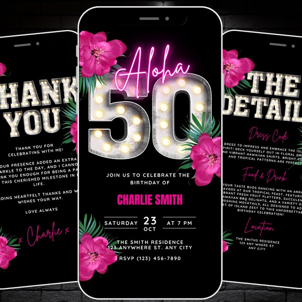 50th Birthday Detail Cards for Invitations - Etsy