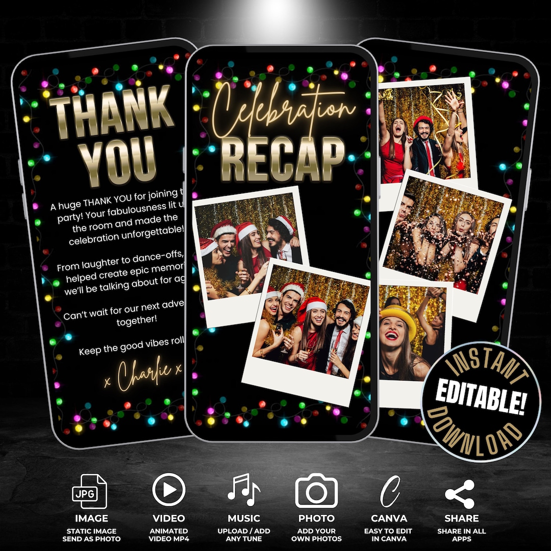 Animated Digital Photo Thank You Ecard Self Editable Celebration Recap ...
