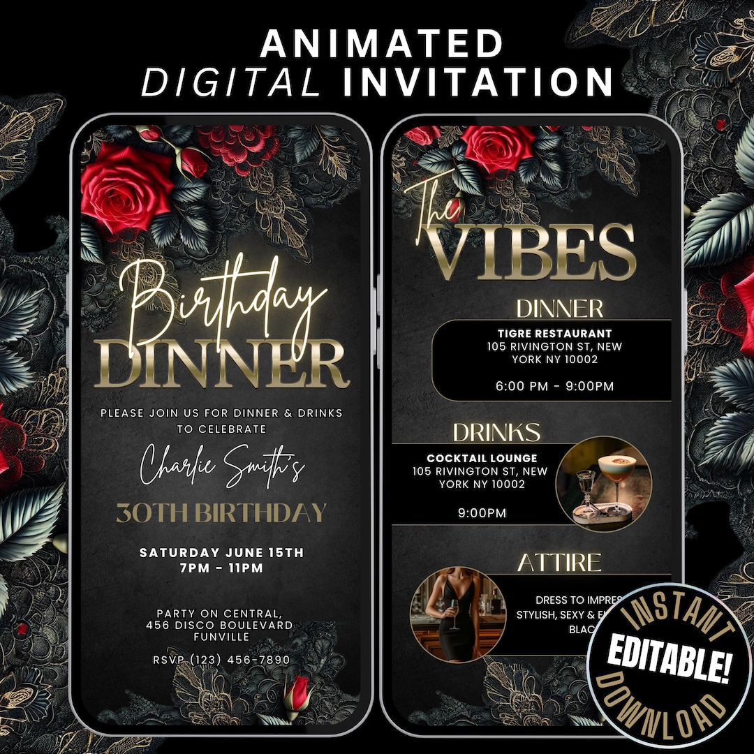 Elegant Lace Birthday Dinner Invitation With Vibes, Editable Sexy Sassy ...