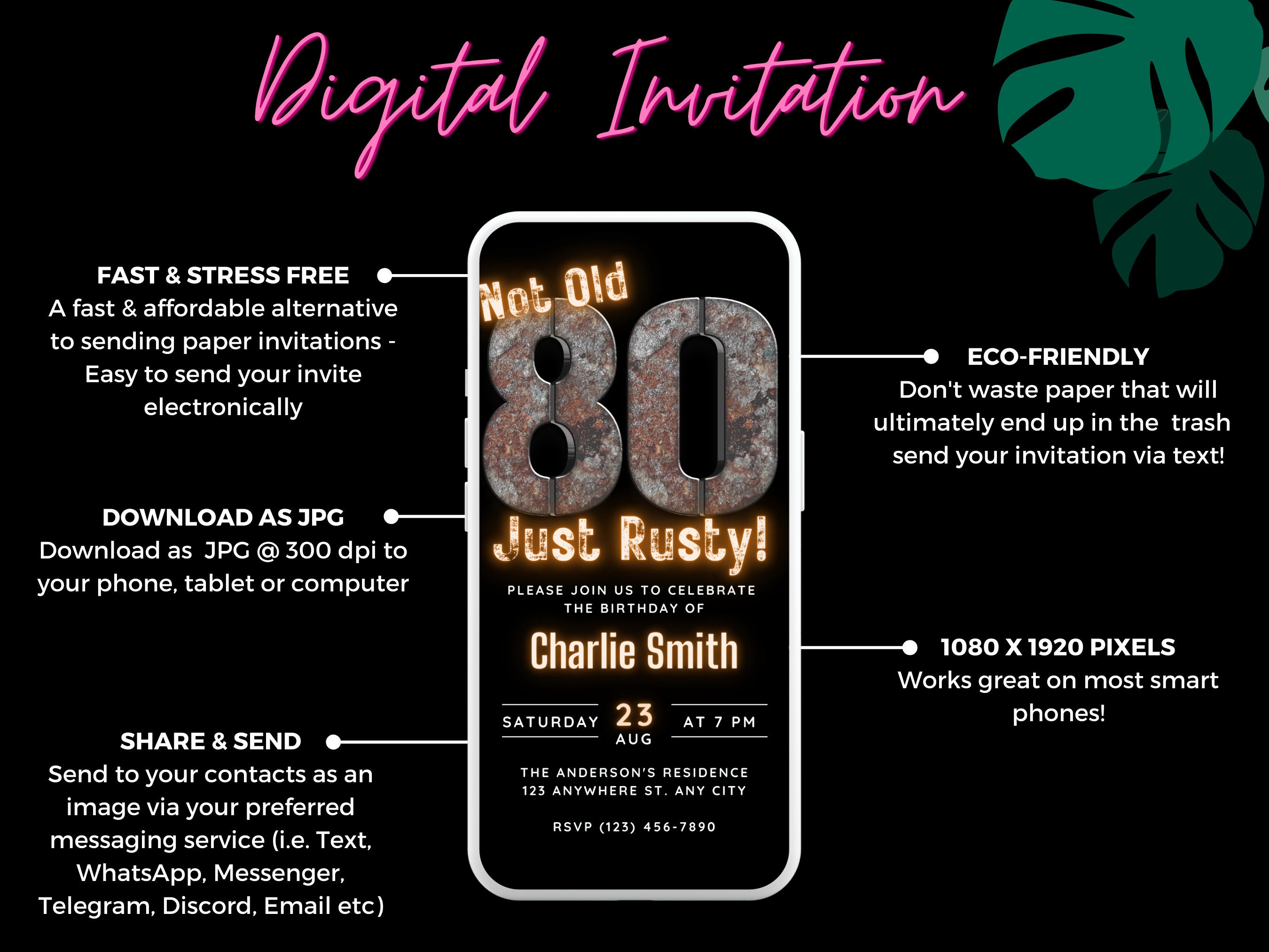 Unique 80th Birthday Invitation Template, Not Old Just Rusty Funny 80th ...