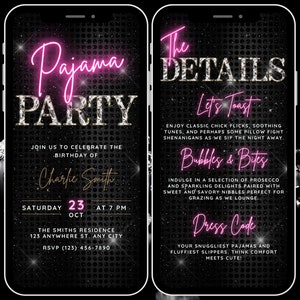 Editable Pajama Party Invitation, Digital Sleepover Slumber Party ...