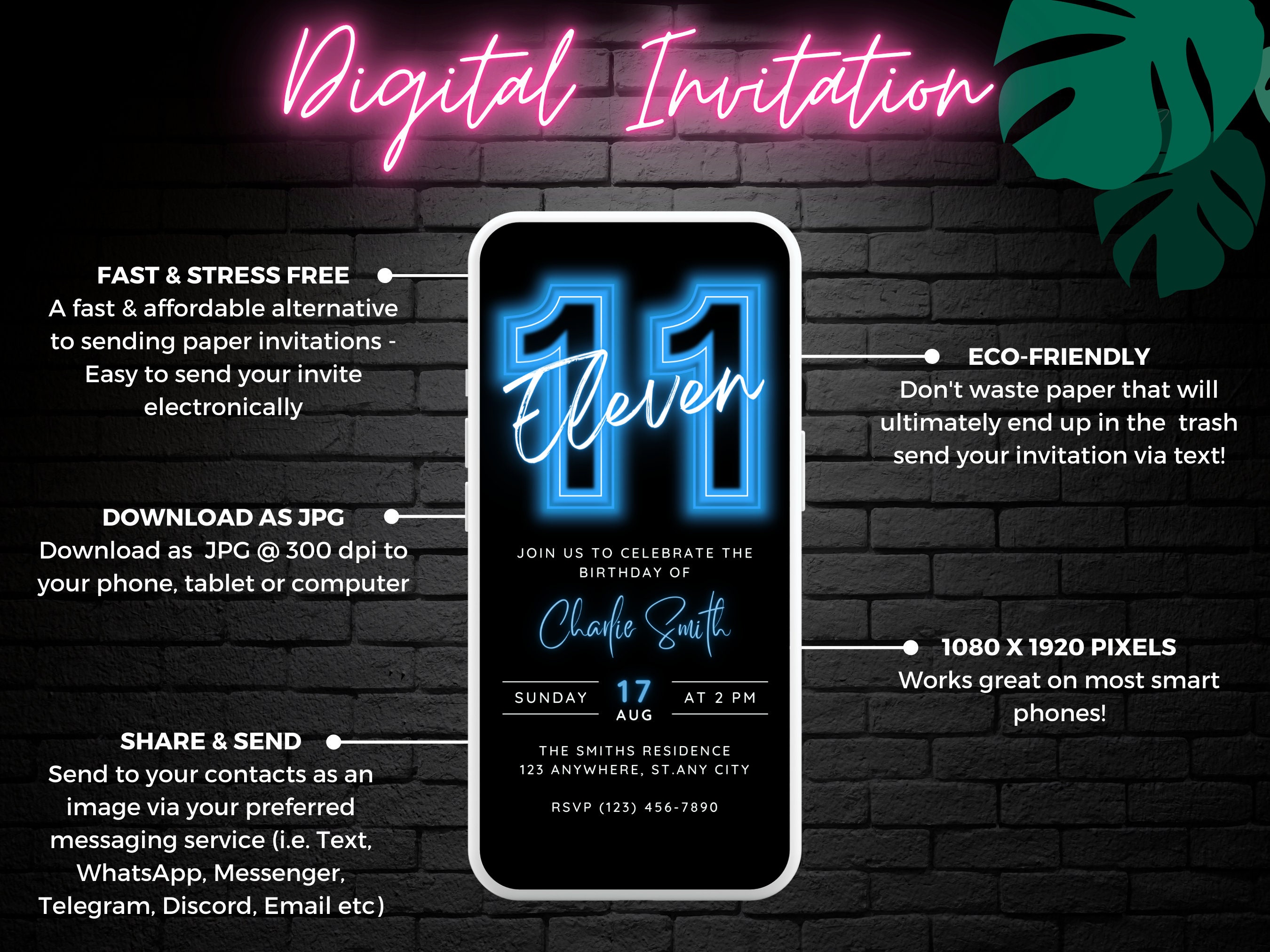 Animated 11th Birthday Invitation Template for Boys 11th - Etsy