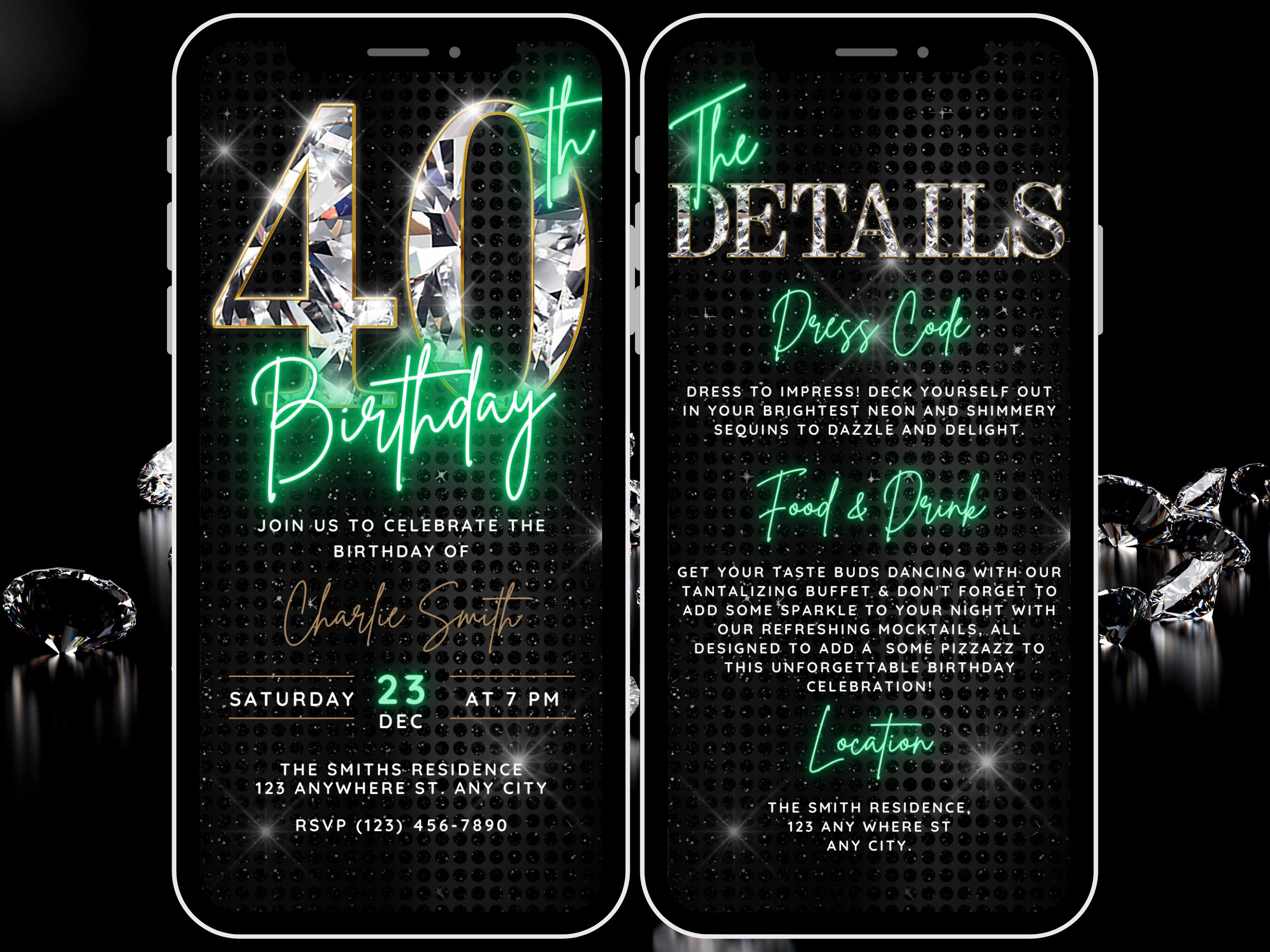 Animated 40th Birthday Digital Invite for Women, 40th Birthday Video ...