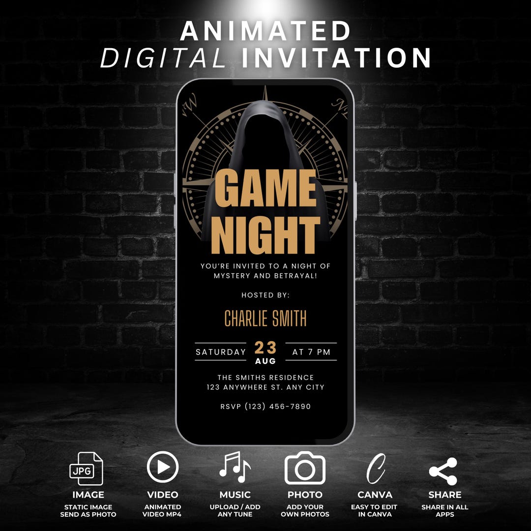 Digital Game Night Invitation Inspired by the Traitors, Murder Mystery ...