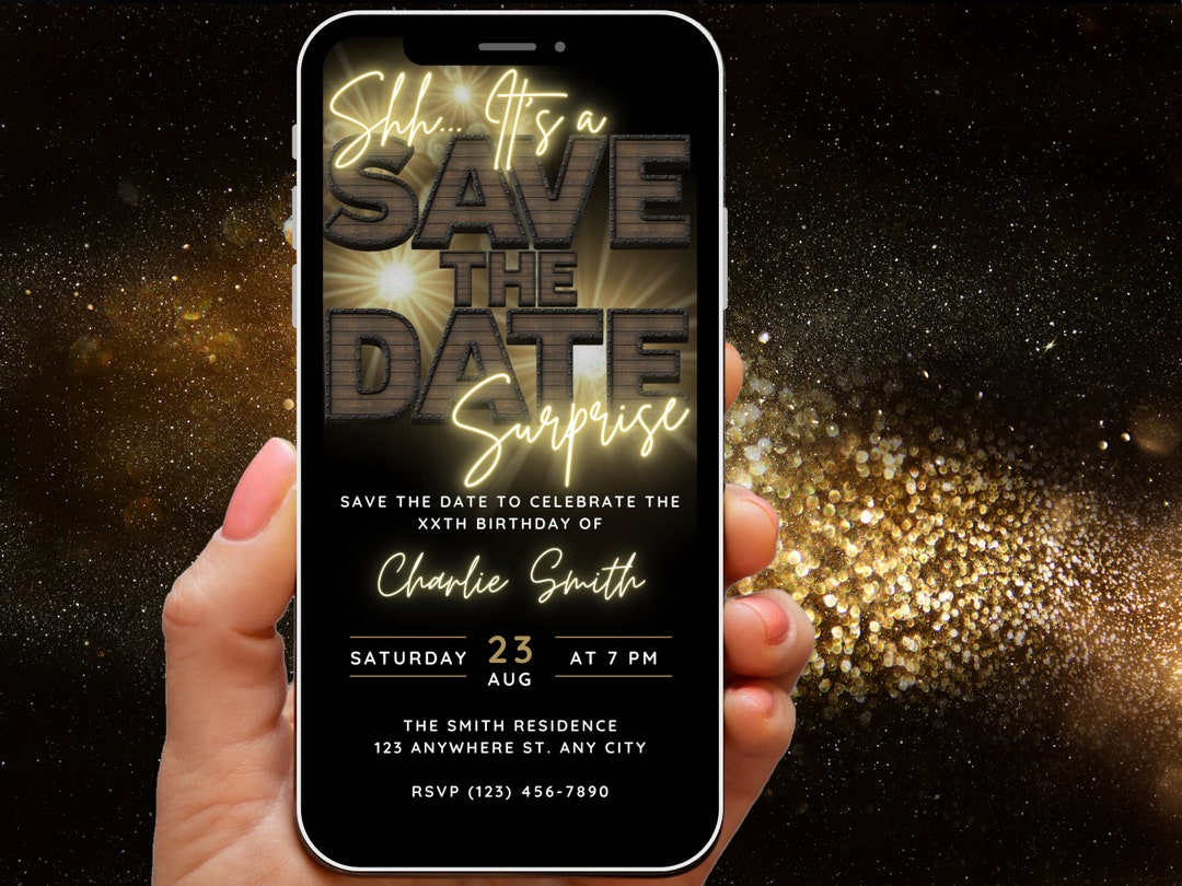 Digital Save the Date Surprise Birthday Party Invitation Template ...