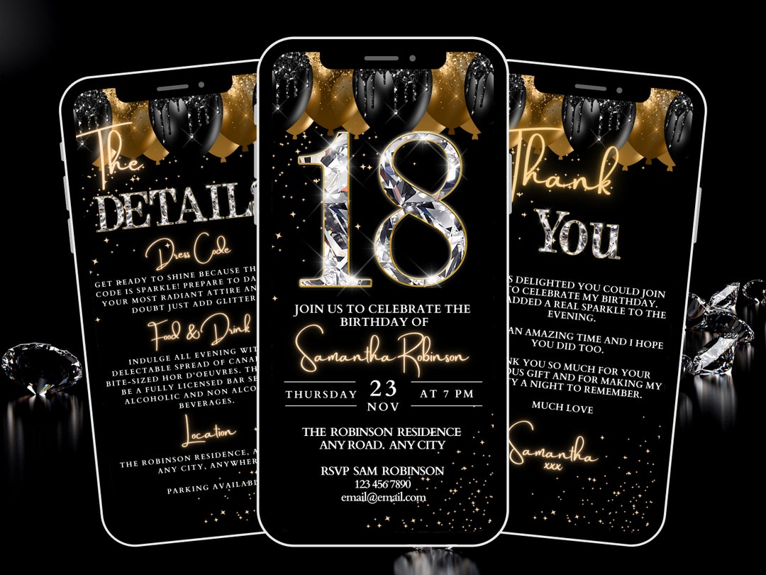Animated 18th Birthday Invitation 18th Party Invite Girls - Etsy