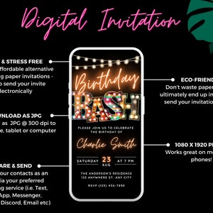 Birthday Bash Invitation Template Digital Invites for Her 10 20 30 40 ...