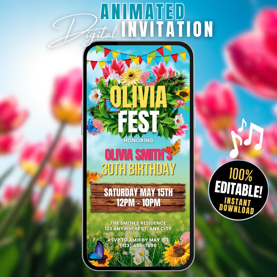 Digital Festival Style Birthday Party Invitation Template, Summer Music ...