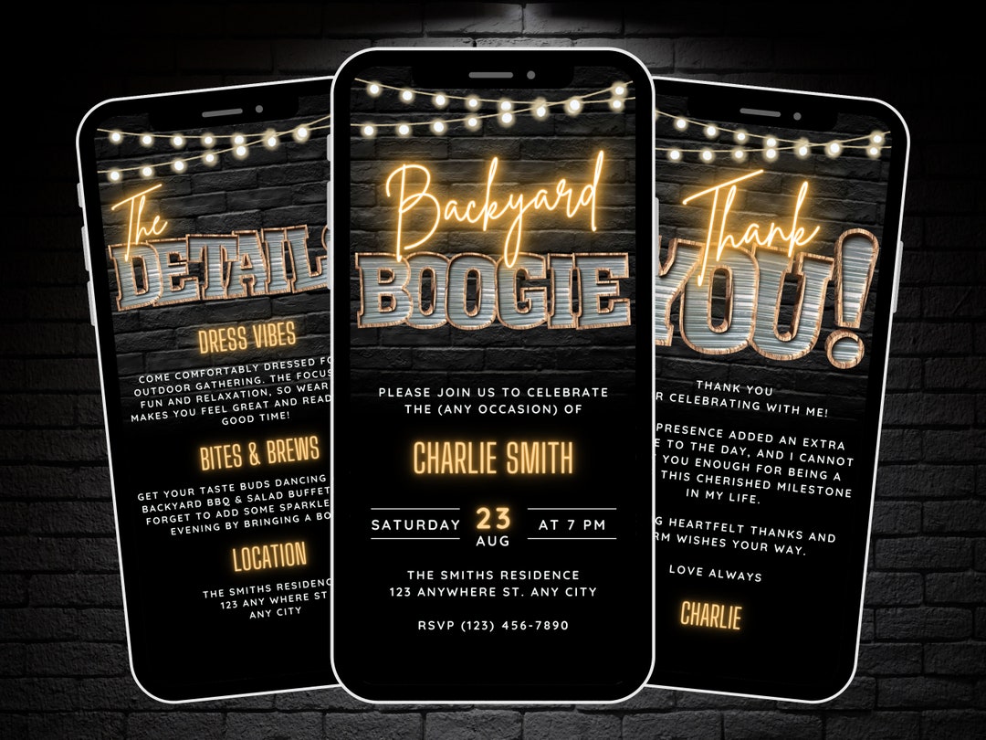 Digital Backyard Boogie Invitation, Grill & Chill BBQ Summer Party ...